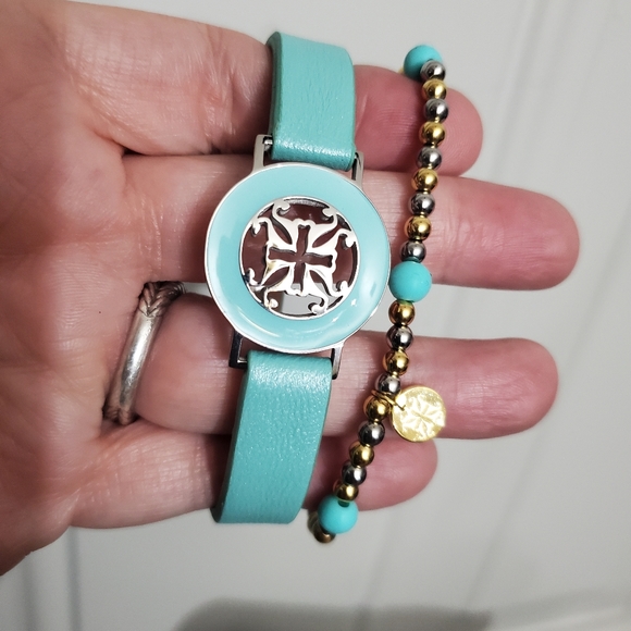 Rustic Cuff | Jewelry | Rustic Cuff Tiffany Blue Leather Bracelet Set ...